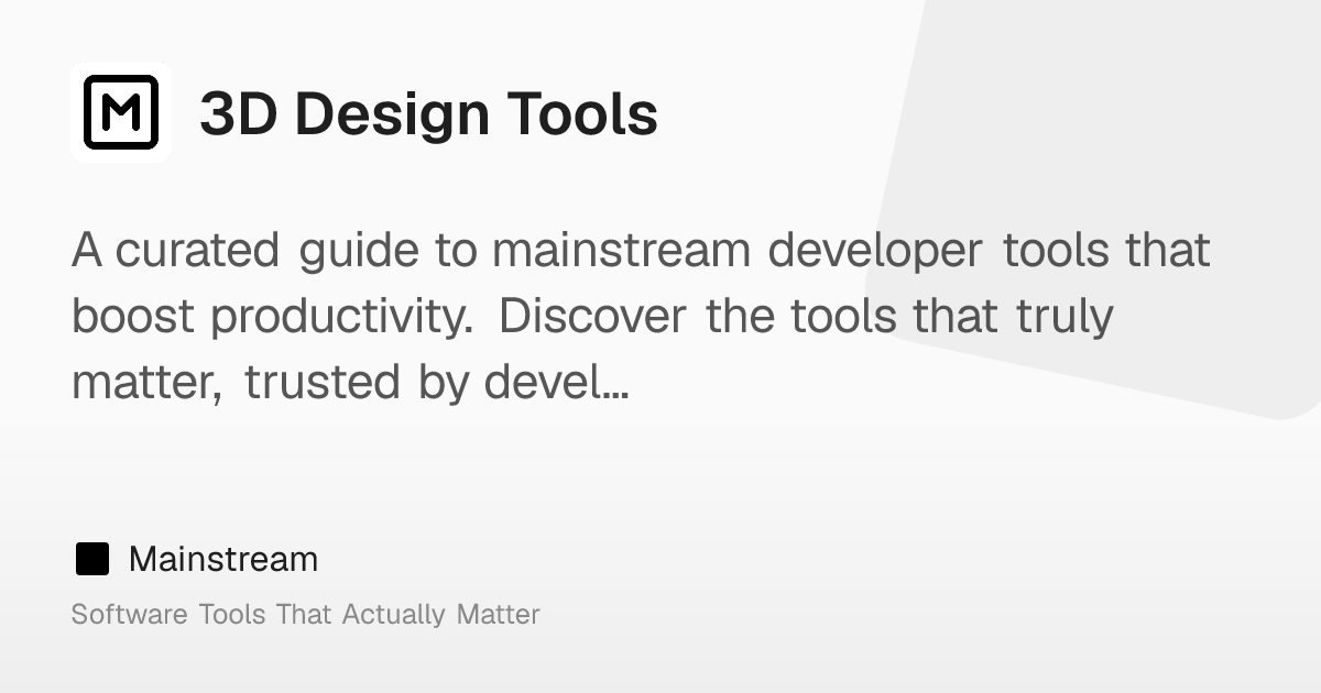 3D Design Tools – Mainstream
