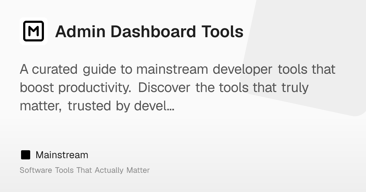Admin Dashboard Tools – Mainstream