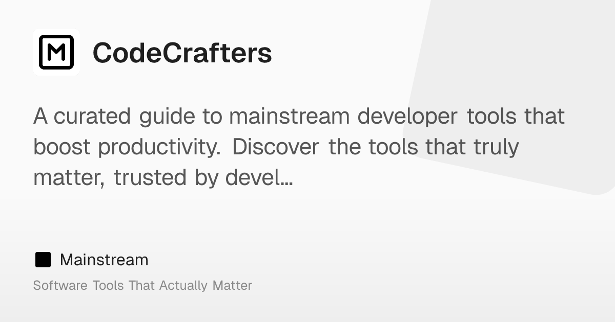 CodeCrafters: Master your craft by building real-world devtools. – Mainstream