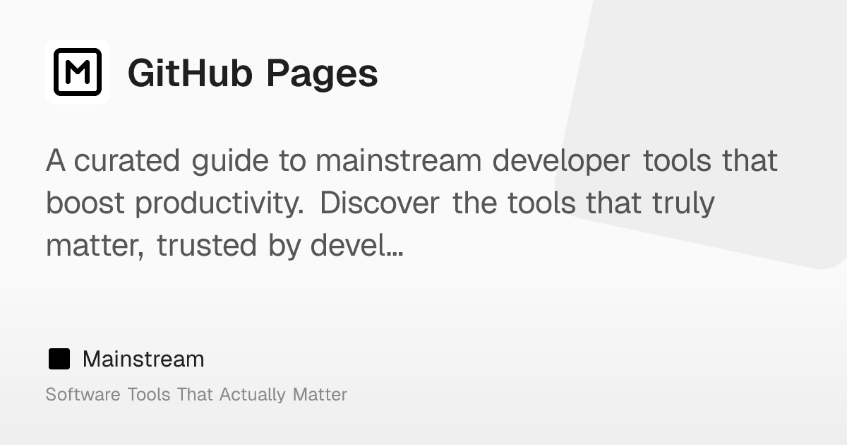 GitHub Pages: Your repository is now your website. – Mainstream