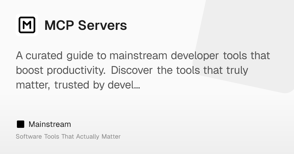 MCP Servers: Connect your AI to real-time data and tools. – Mainstream