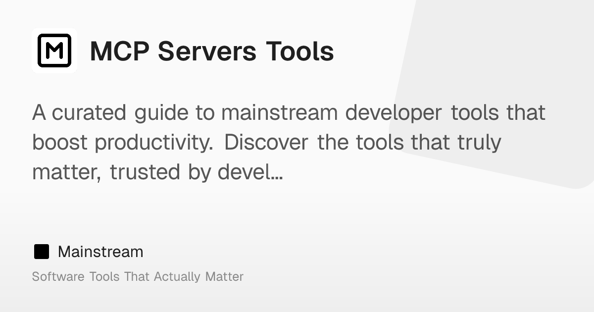 MCP Servers Tools – Mainstream