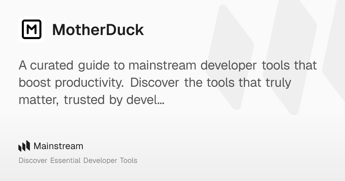 MotherDuck: A serverless data warehouse that makes big data feel small ...