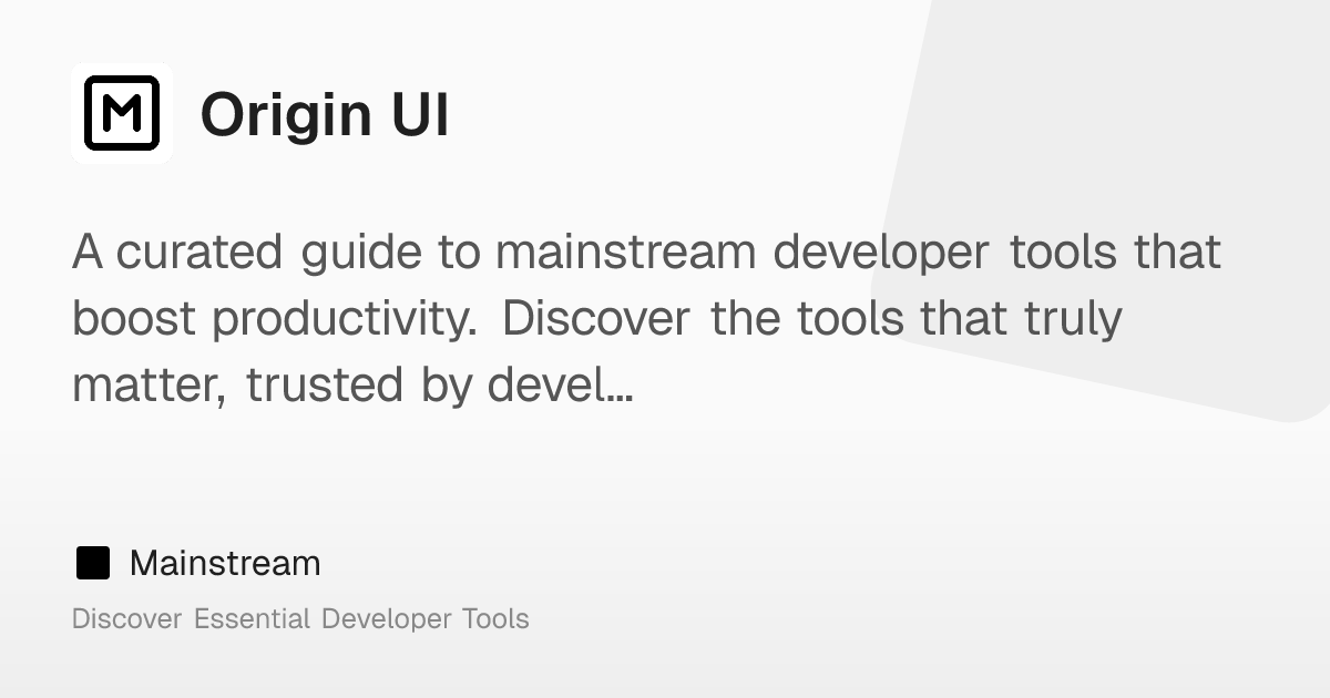 Origin UI: Your next app UI, ready to copy and paste. – Mainstream