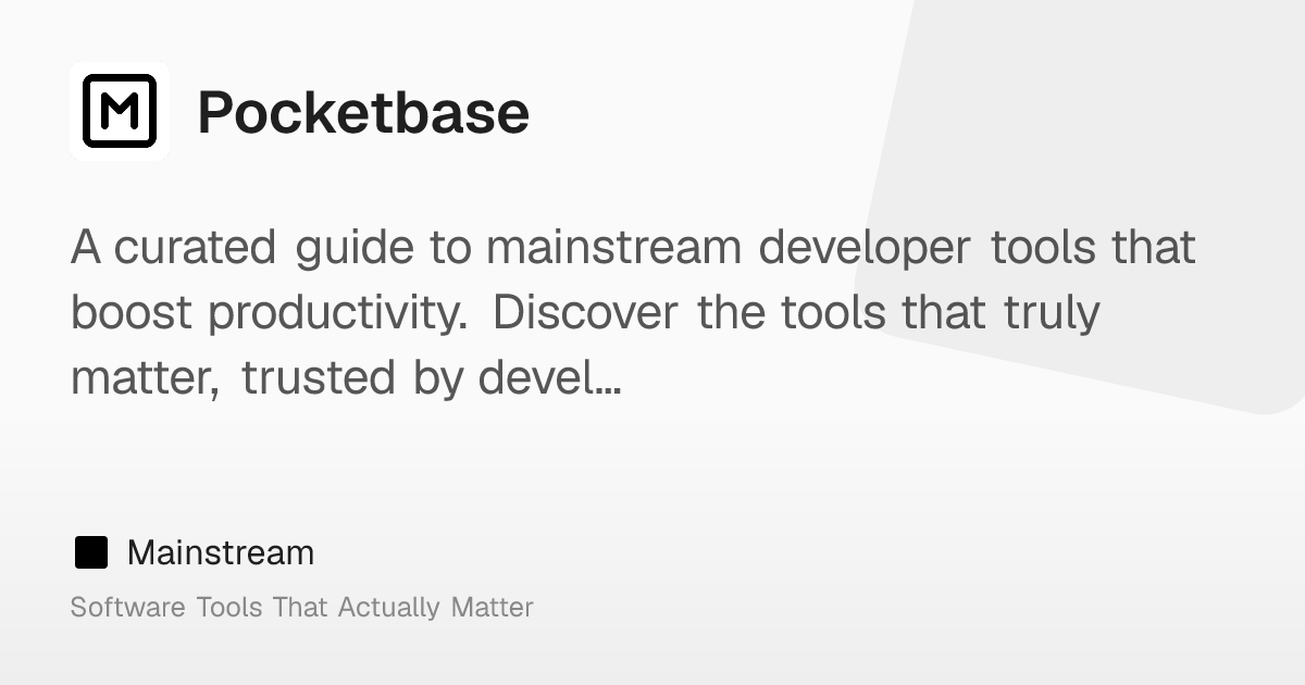 Pocketbase: Your open-source backend in a single file. – Mainstream
