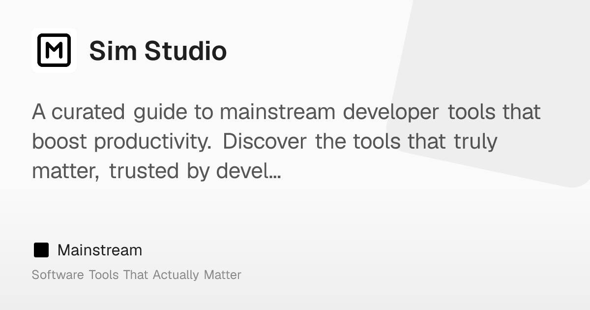 Sim Studio: Visually build and deploy AI agent workflows. – Mainstream