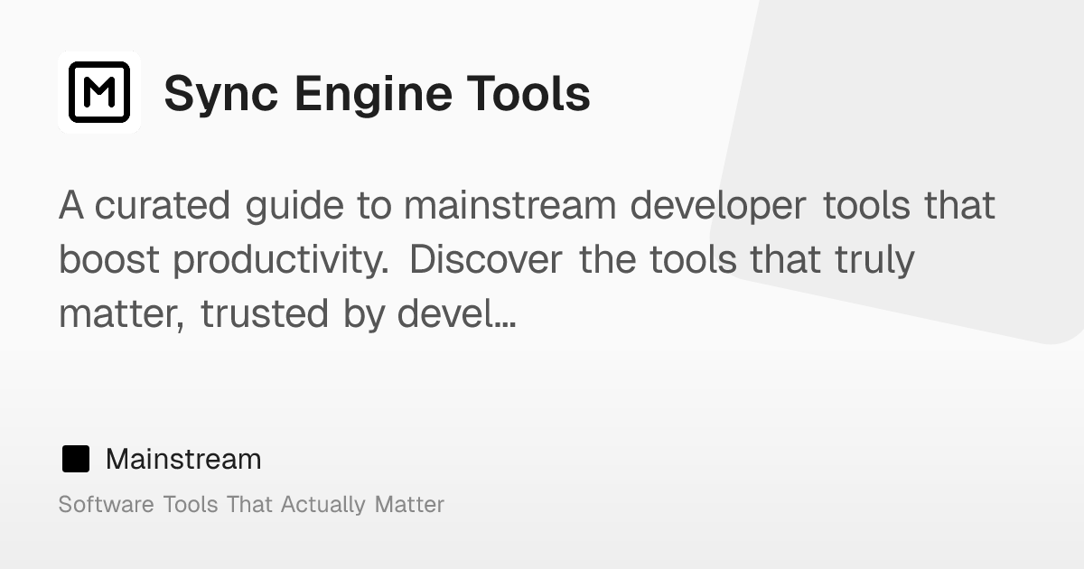 Sync Engine Tools Mainstream